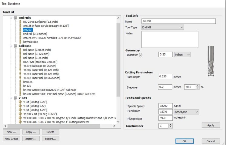 Axiom Tool Database for VCarve Pro | Jays Custom Creations